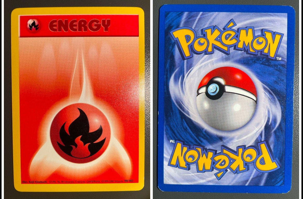 Pokemonkort fire energy base set 4th print 1999-2000 #98/102 | FINN-torget