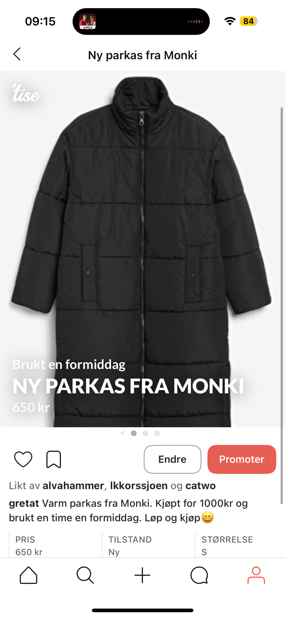 Ubrukt parkas MONKI | FINN-torget