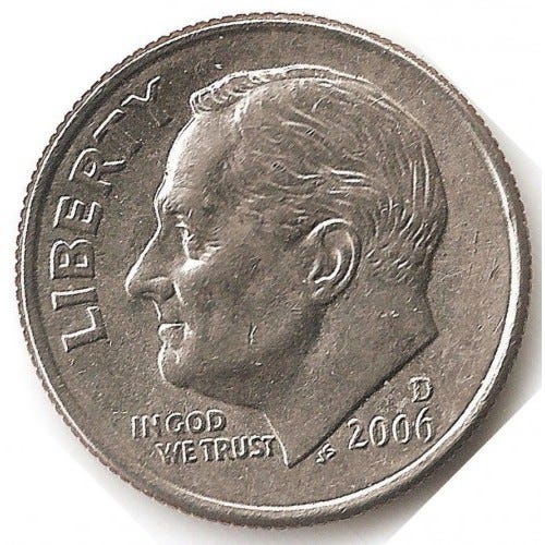 One Dime USA 2006. Pen og tydelig, lite sirkulert mynt. | FINN-torget