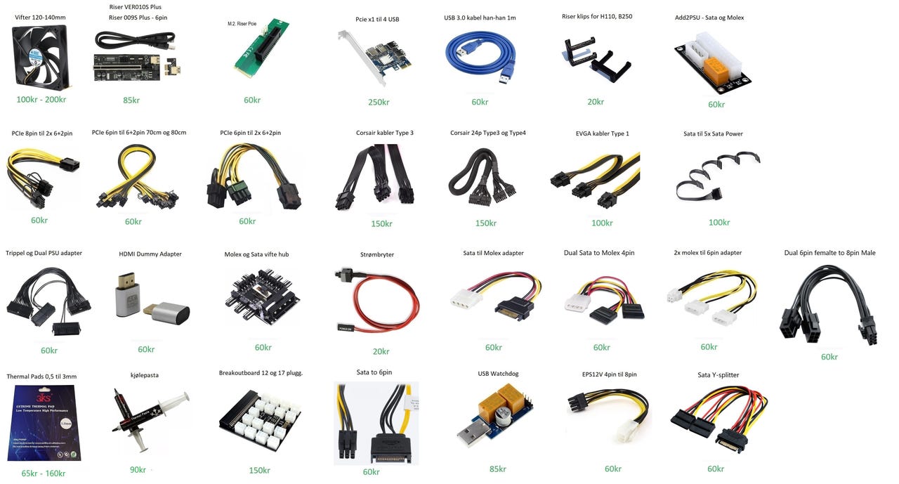 Nye ubrukte PC Komponenter/kabler for GPU mining. | FINN-torget