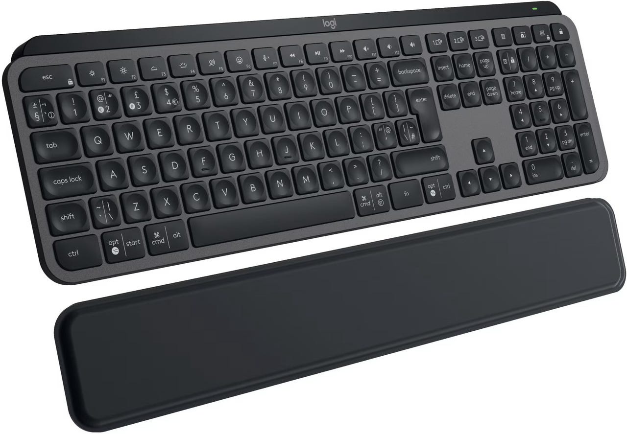 Logitech MX Keys S trådløst tastatur med håndleddstøtte (grafitt) for ...