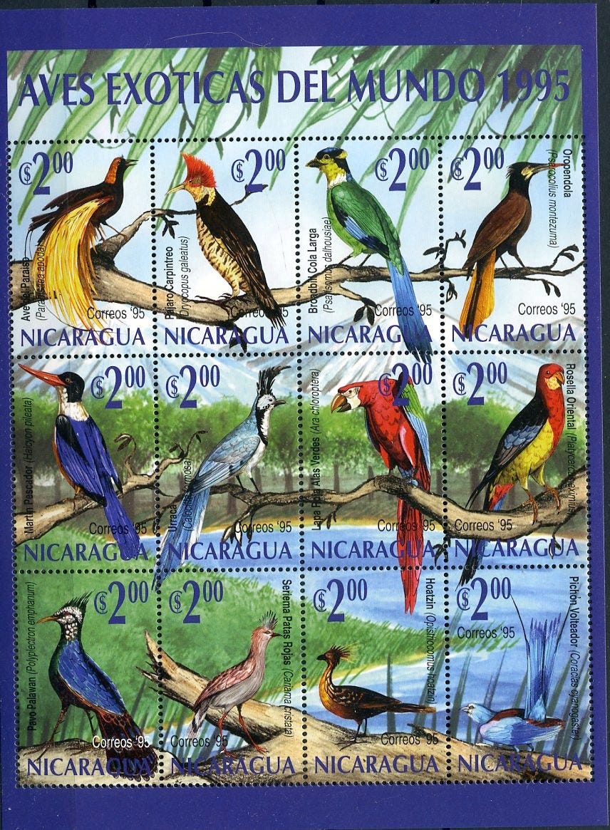 FUGLER - BIRDS - STORT MINIARK MED FLOTTE FUGLEMOTIVER - POSTFRISKT ...