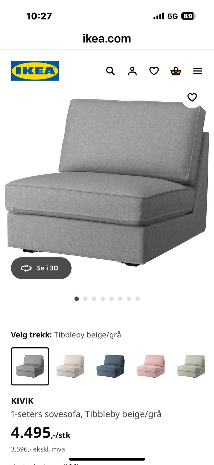 Kivik sovesofa og fotskammel, grå selges grunnet plassmangel. Ny pris ...