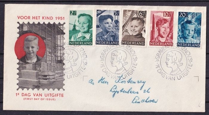 Nederland 1951 - Barnefrimerker hos FDC - NVPH E6 | FINN-torget