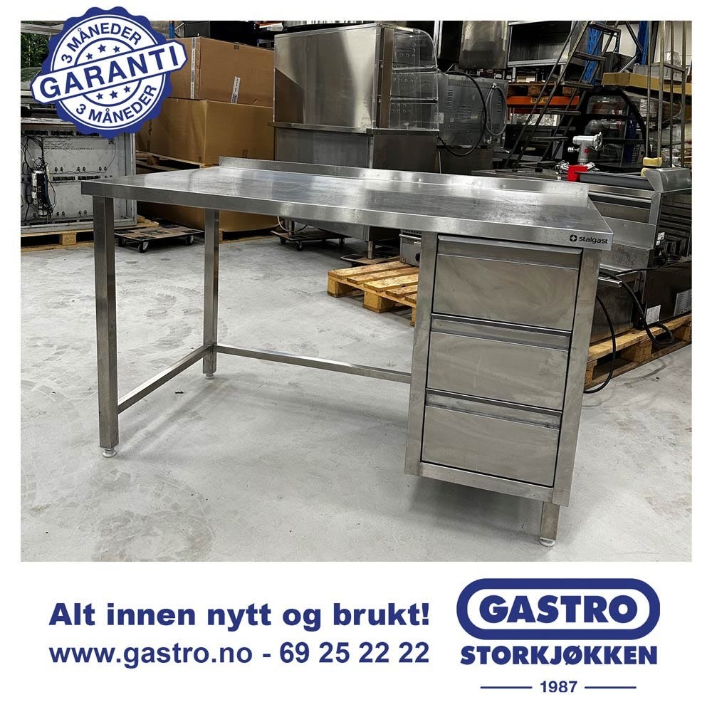 Rustfri benk med skuffer 140x85 - Gastro storkjøkken AS | FINN-torget