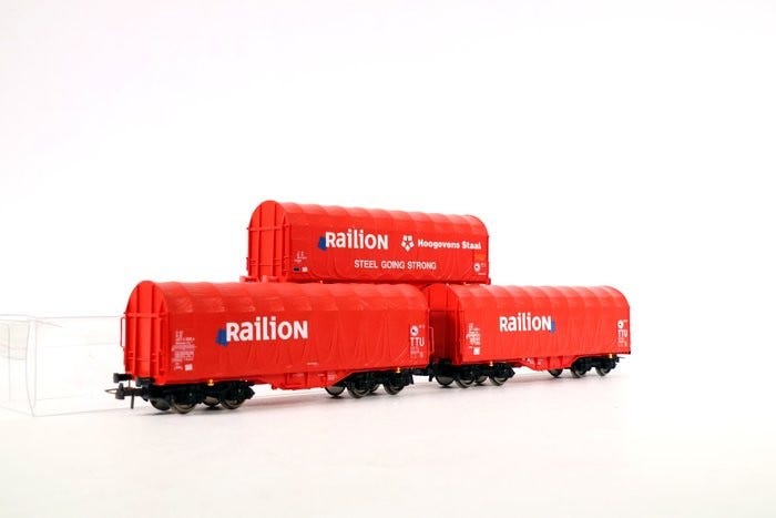 Roco H0 - 47444/47445/67726 - Modelltog godsvogn (3) - Tre overbygde ...