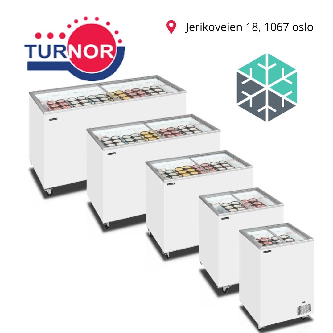 Iskrem fryseboks rett skyvelokk i herdet glass fra Turnor Impex AS ...