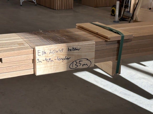 Restepakke Eik spile 20x45 mm, hvitlasert helstav, B-kvalitet | FINN-torget