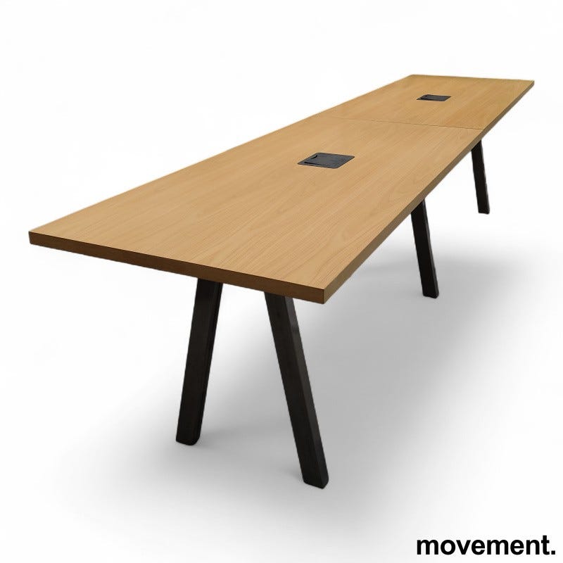 Svenheim Factor møtebord 380x90cm Eik finer 4cm tykkelse, understell i ...