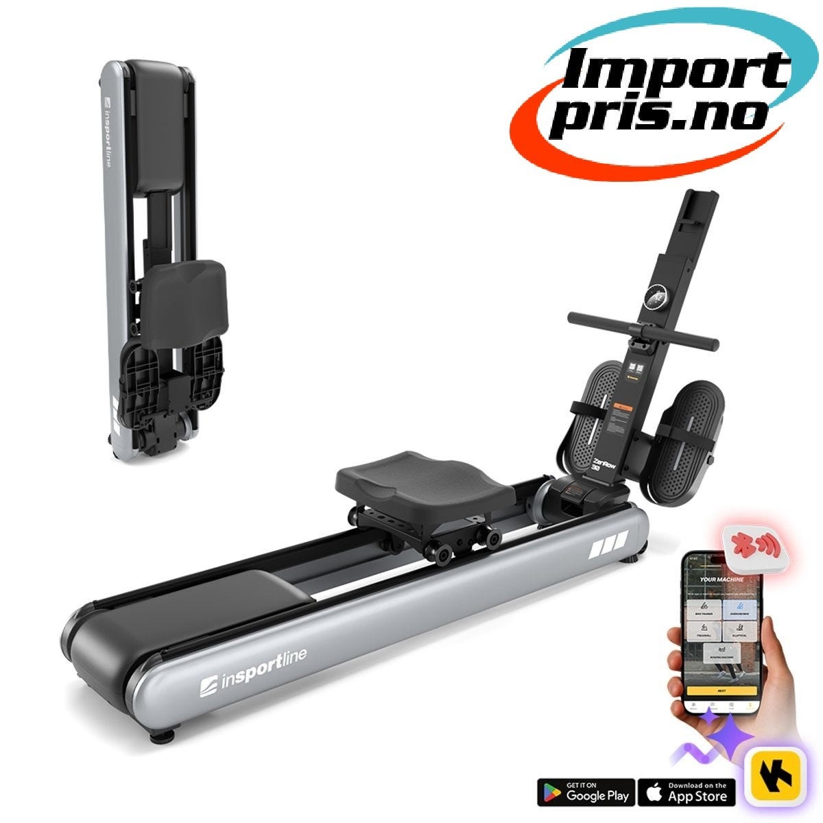 JANUARSALG - Romaskin inSPORTline ZenRow 30 appstyring - sammenleggbar ...