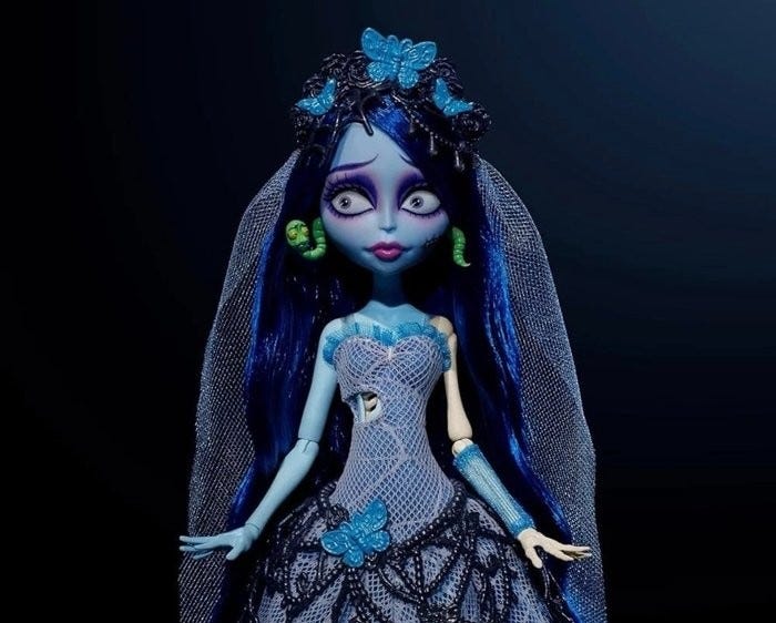 Mattel - Dukke Monster High - Corpse Bride Doll Emily - Tim Burtons ...