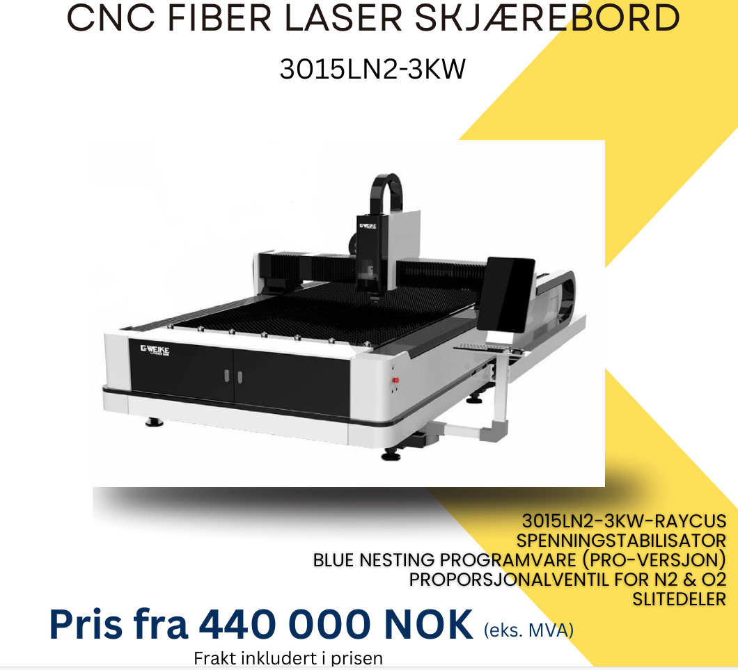 CNC Fiber Laser G-Weike 3015LN2 3 kW Raycus | FINN-torget
