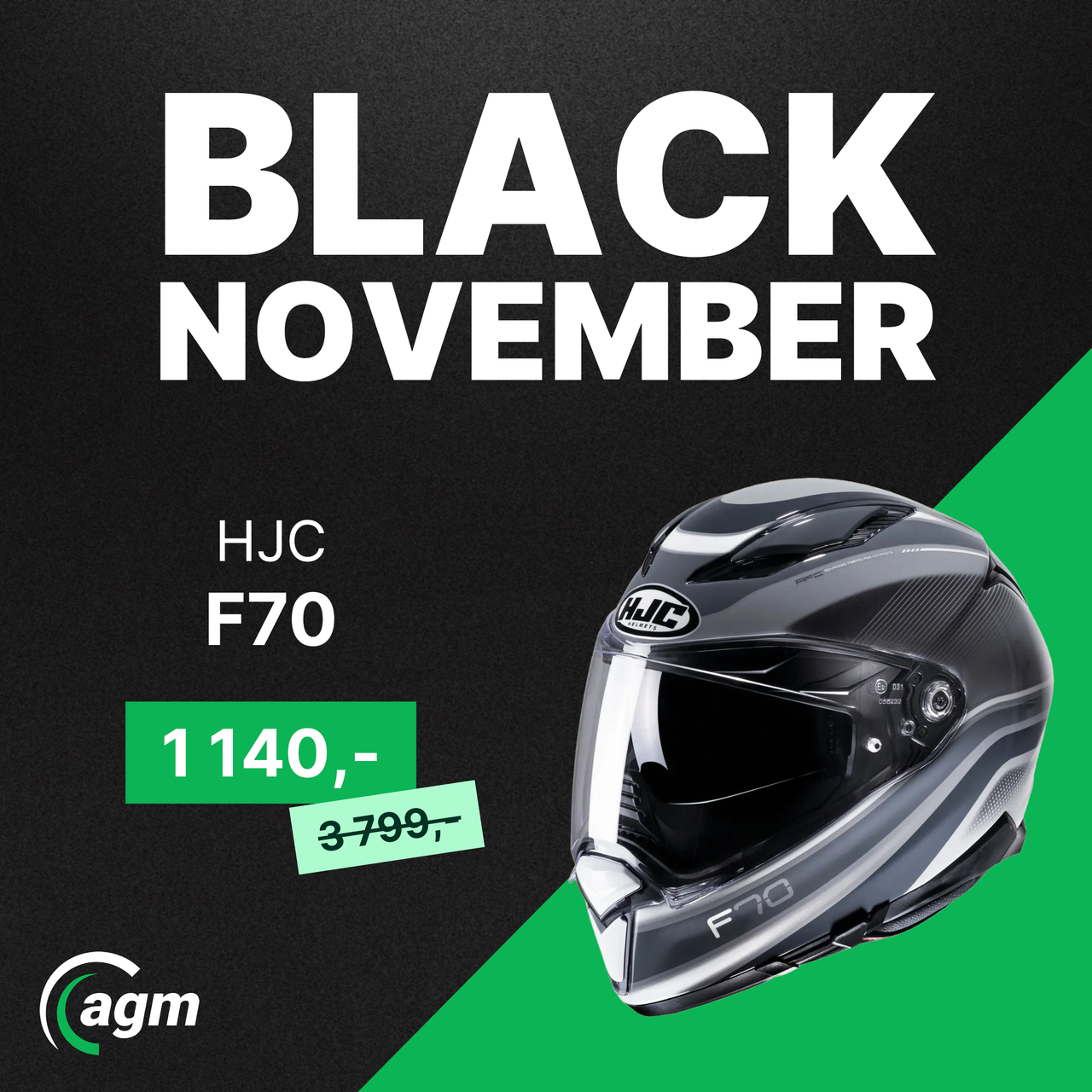 Hjc F70 glassfiber hjelm til fantastisk black week pris | FINN-torget