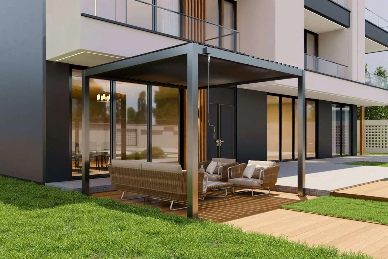 De Luxe Lamell Pergola 4x3 m Manuell | Reserver nå spar 8.000 kr ...