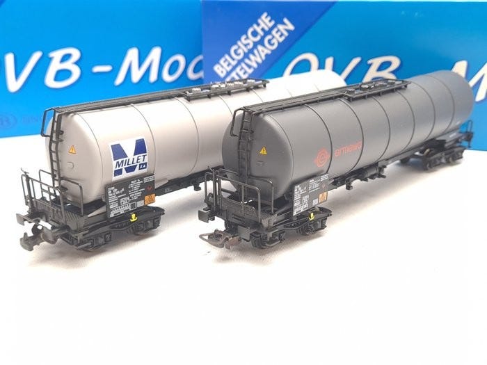 OVB-Models H0 - Modelltog godsvogn (2) - 4-akslede kjelevogner Ermewa ...