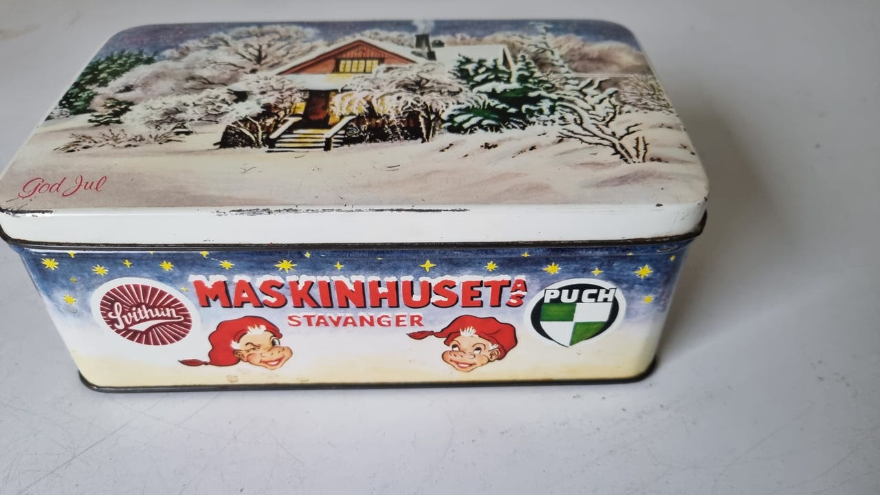 Gammel metall boks. God jul | FINN-torget