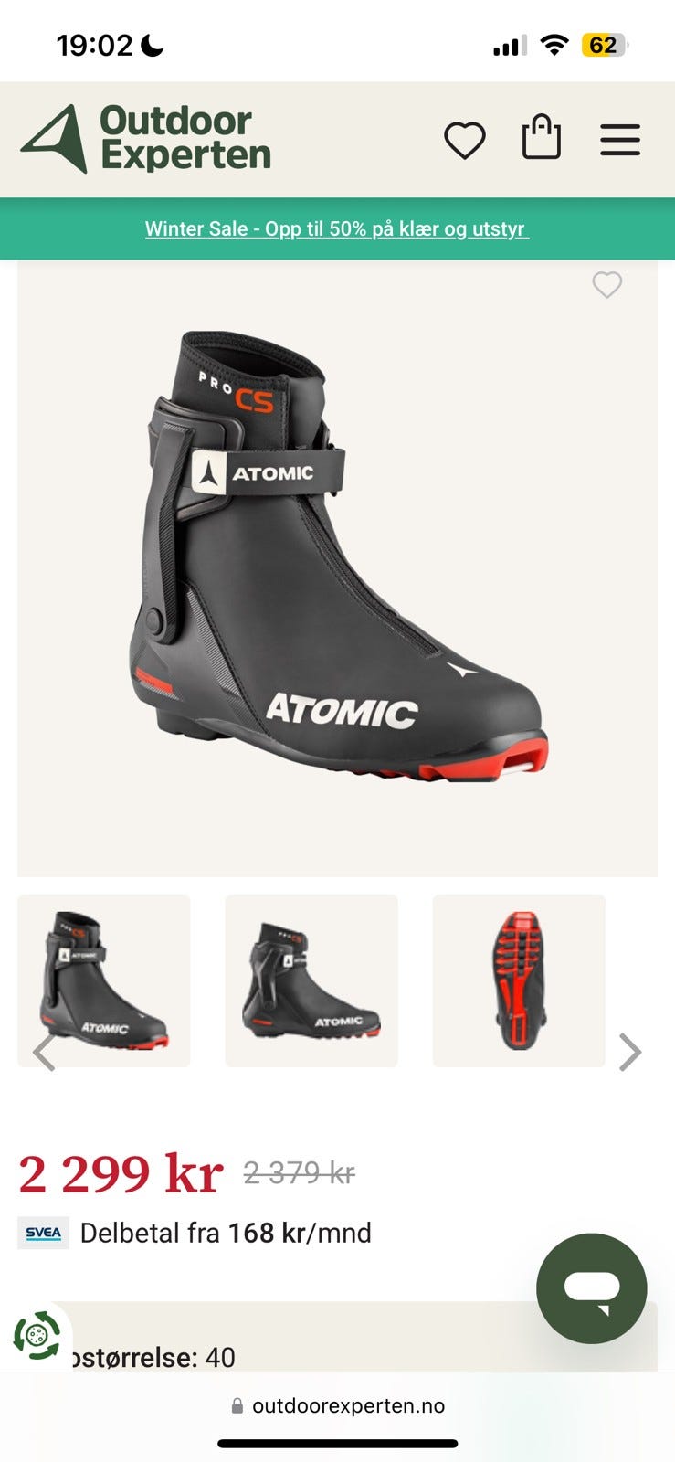 Atomic Pro CS skisko str 40,5 | FINN-torget