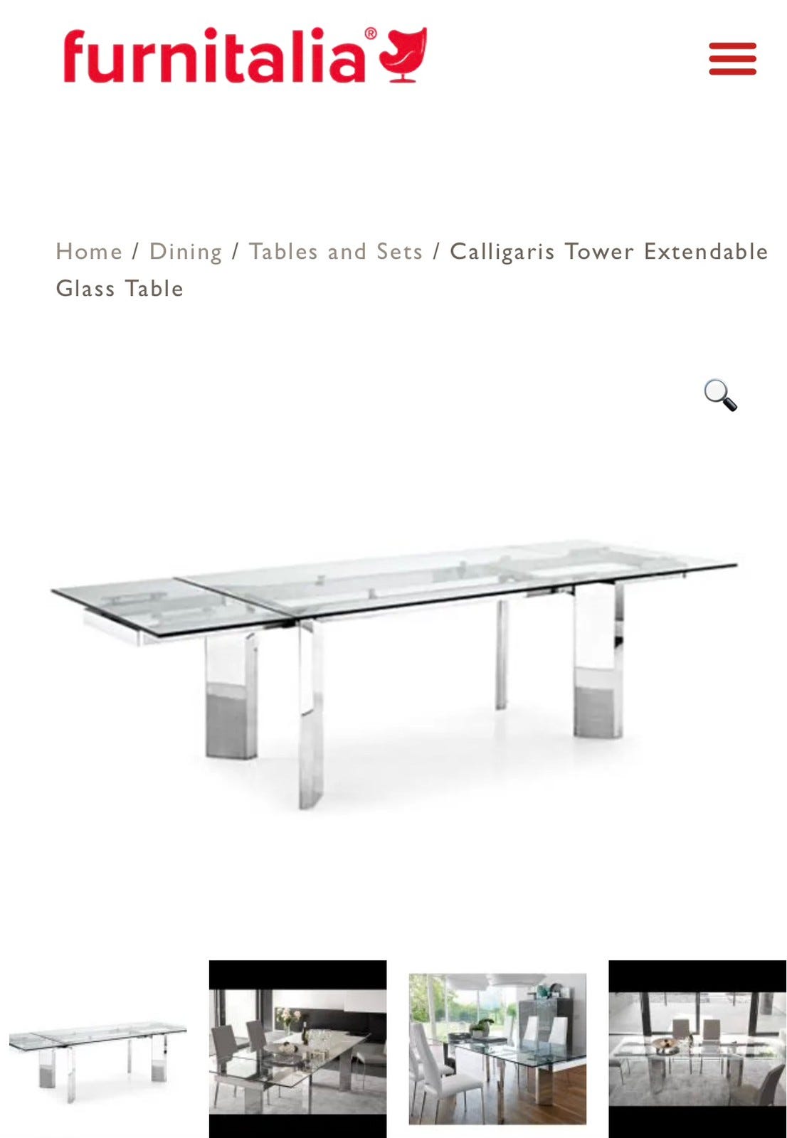 Italiensk spisebord; Calligaris Tower Extending table. Tyske stoler ...