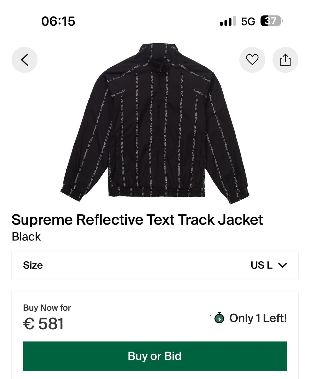 supreme reflective text track jacket | FINN-torget