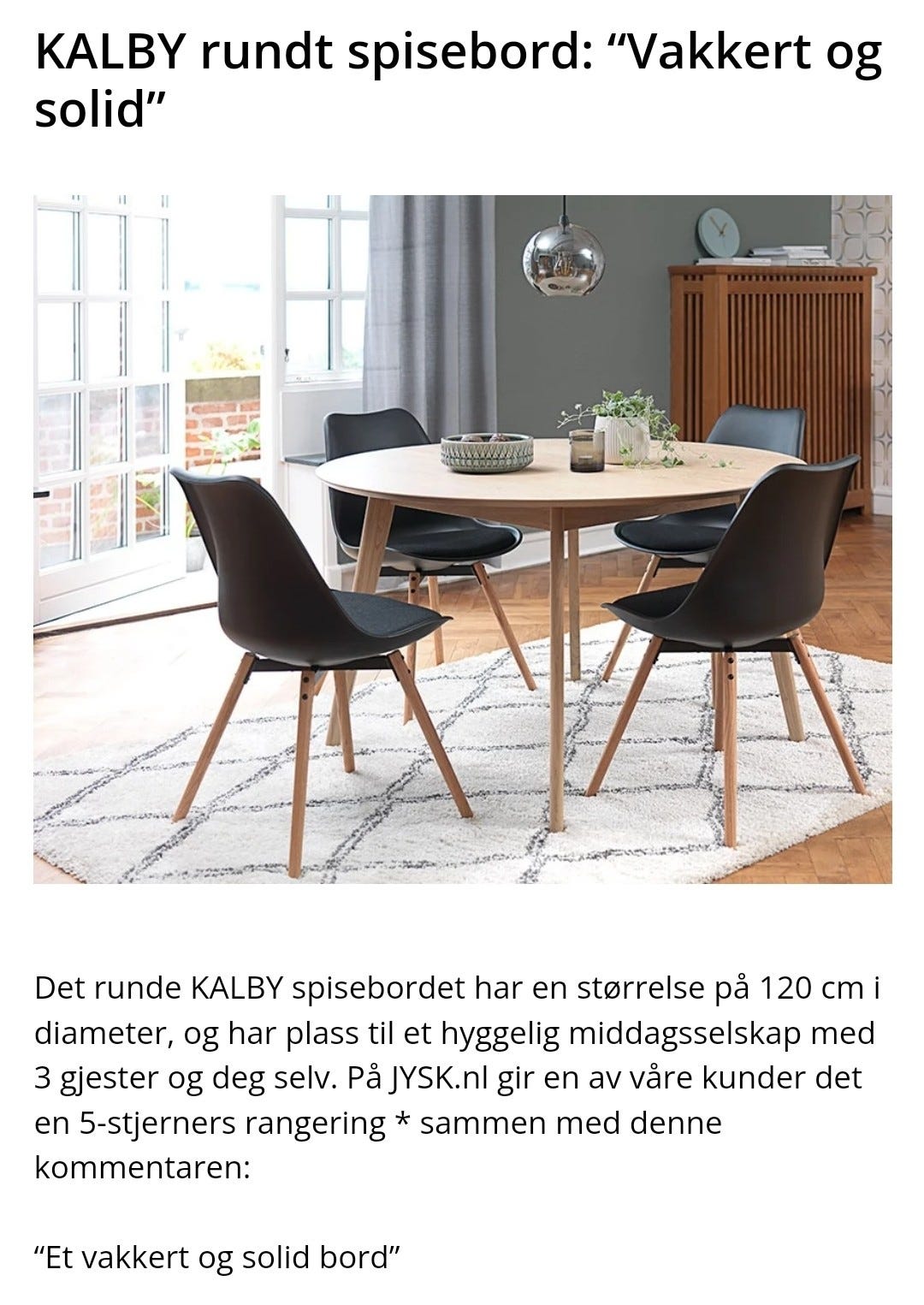 Kalby rundt spisebord eikefiner/massiv eik Ø120 | FINN-torget