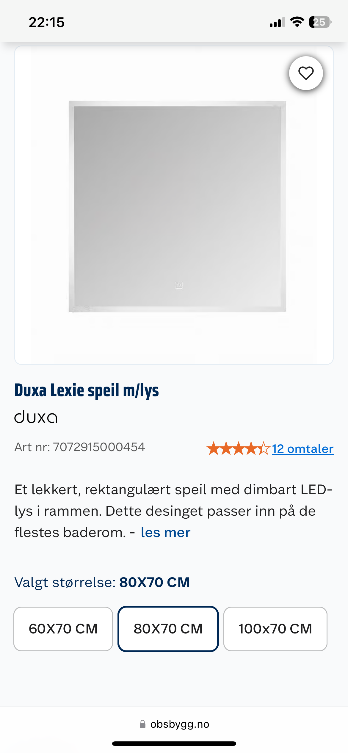 Duxa Lexie lysspeil | FINN-torget