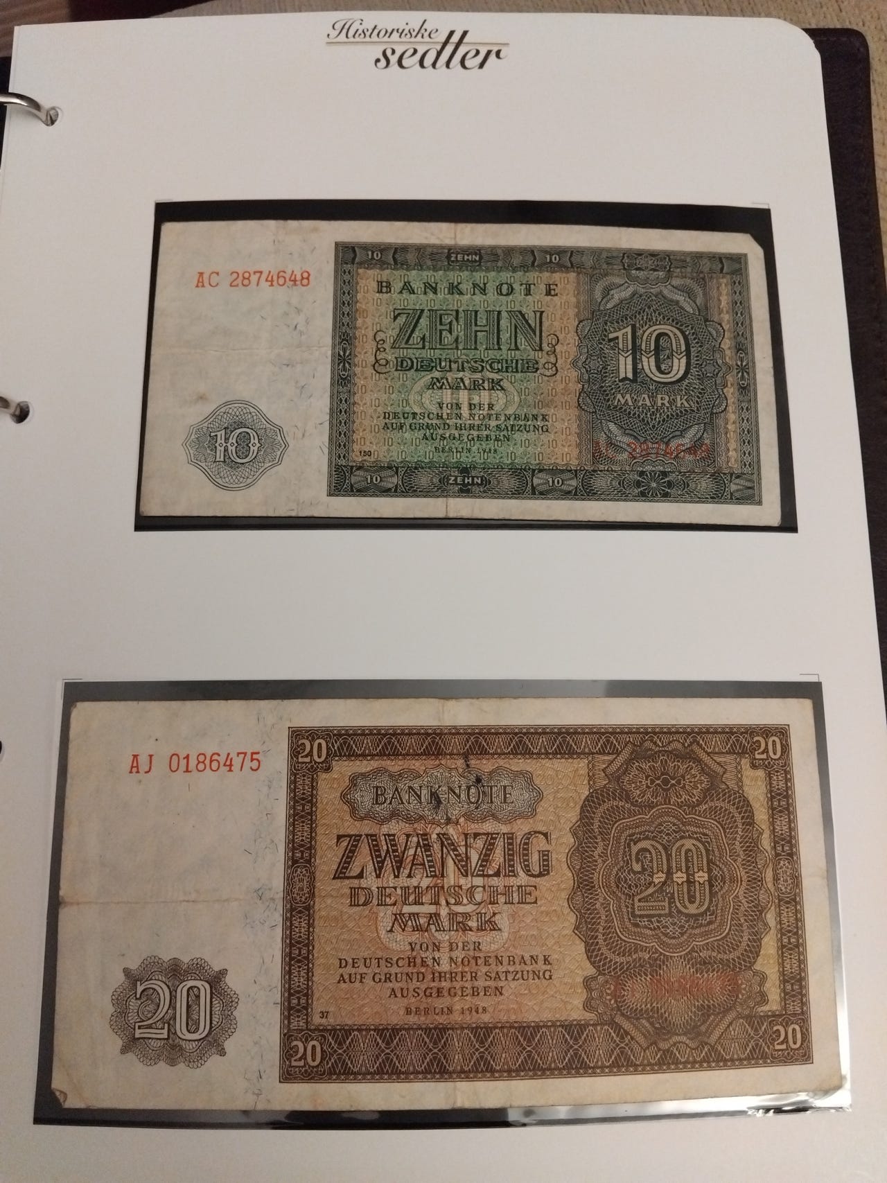 Sjeldne sedler fra det gamle DDR 10 og 20 DDR mark fra 1948 | FINN-torget