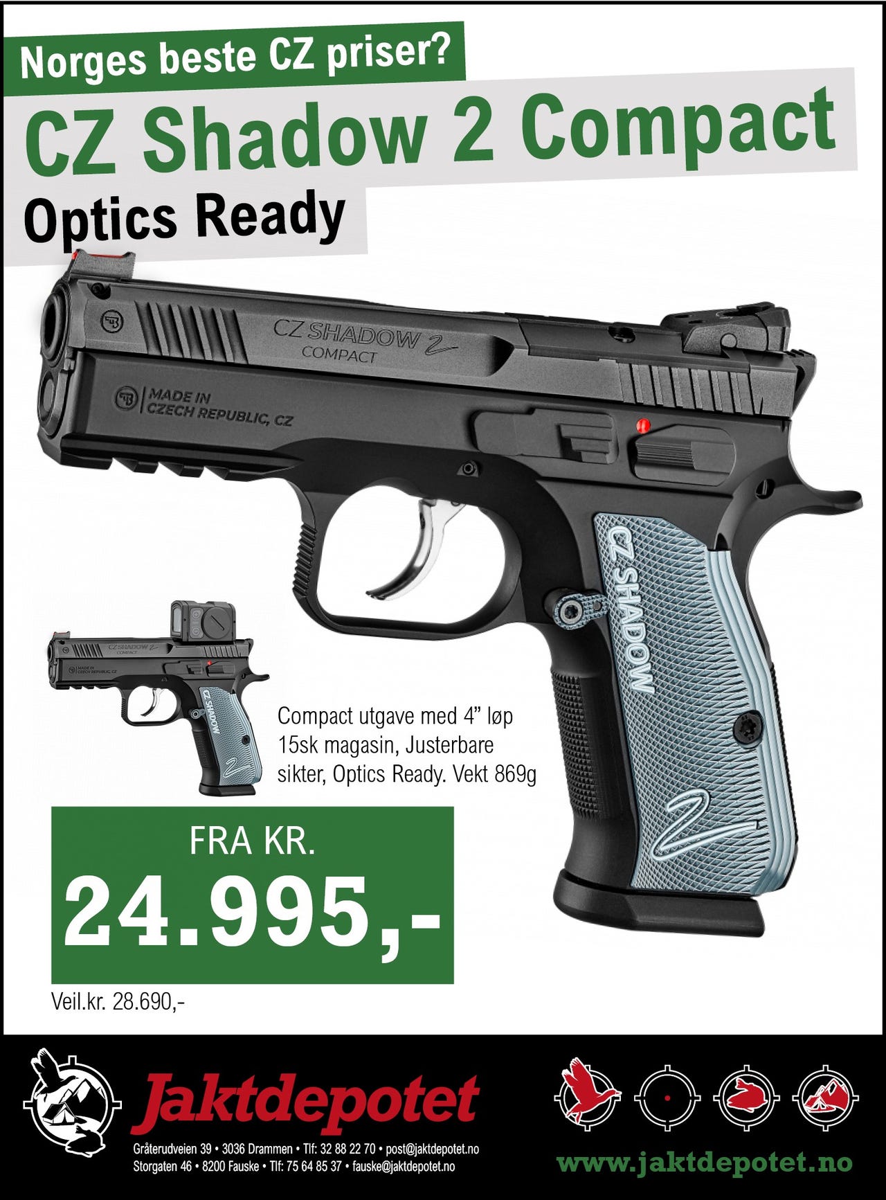 SUPERPRIS CZ PISTOLER CZ SHADOW 2 COMPACT OR | FINN-torget