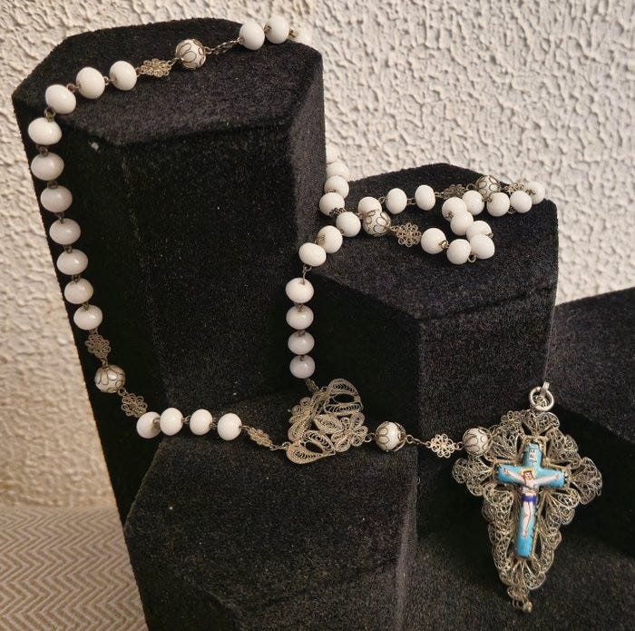 Rosenkrans - Sølv - 1850-1900 - Vakker rosenkrans i solid sølv | FINN ...