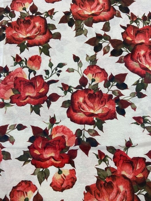 Elegant stoff med røde roser i fint design! Limited Edition - Polstringsstoff - | FINN-torget