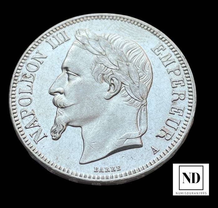 Frankrike. Napoléon III. 5 Francs 1868 - París | FINN-torget