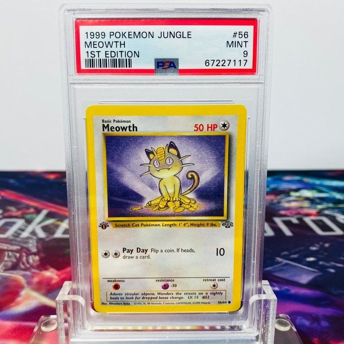 Pokémon Graded card - Meowth #56 1st Edition Jungle - Pokémon - PSA 9 ...