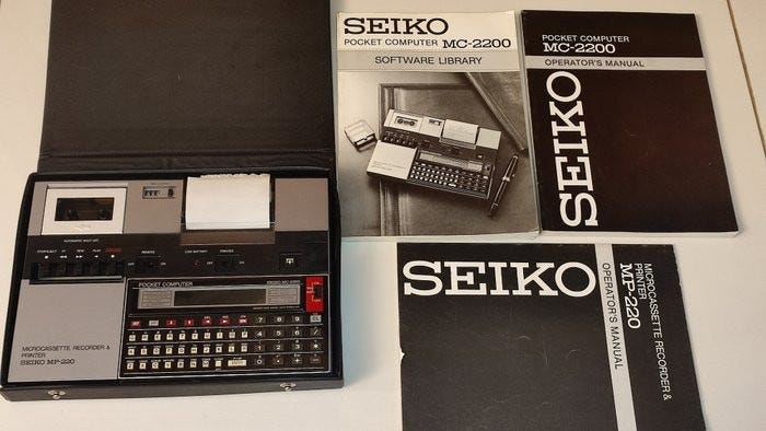 Seiko Pocket Computer MC-2200 & MP-220 Micro Cassette and Printer ...