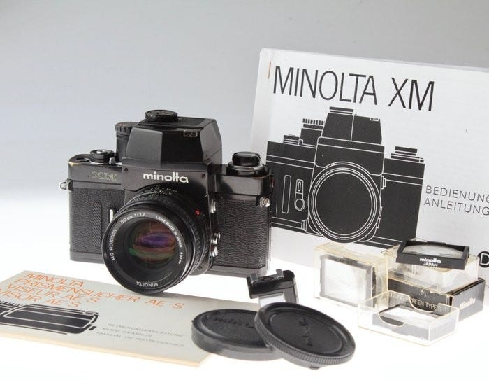 Minolta XM / Focus Screen C3 + G + S + MD Rokkor 1,7/50mm Et objektiv ...
