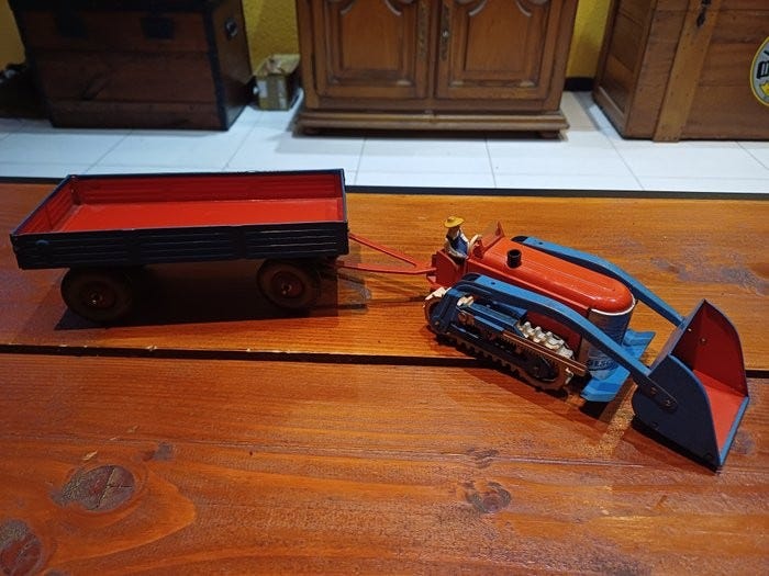 Gescha - Tinnleke - Shovel Tractor & Trailer, Unboxed - 1950–1960 ...