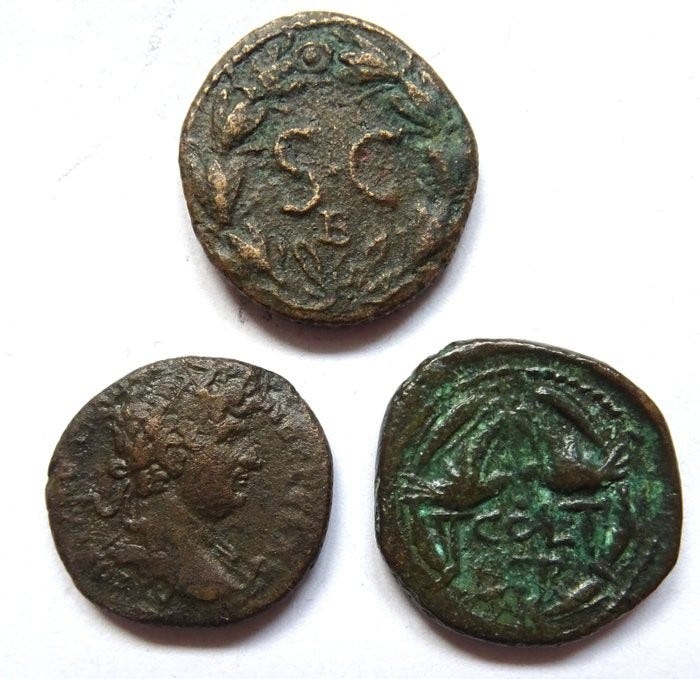 Roman Empire (Provincial). Hadrian (AD 117-138). A group lot of 3 ...