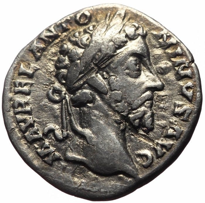 Roman Empire. Marcus Aurelius (AD 161-180). Denarius Scarce variant ...