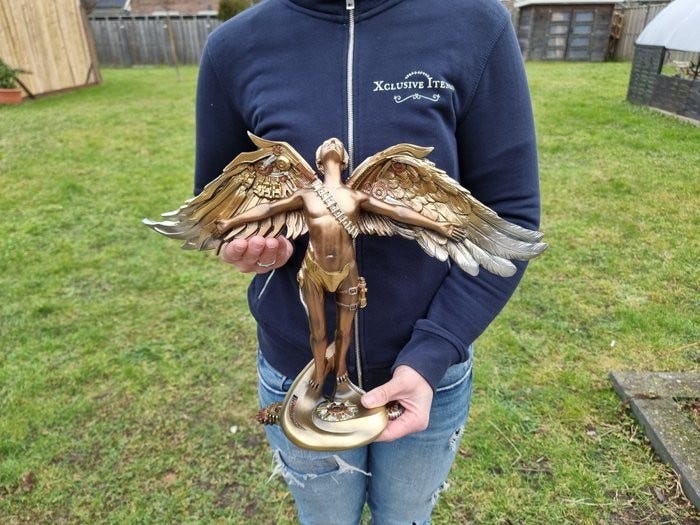 Statue, Large Steampunk Angel - 33 cm - Resin | FINN-torget