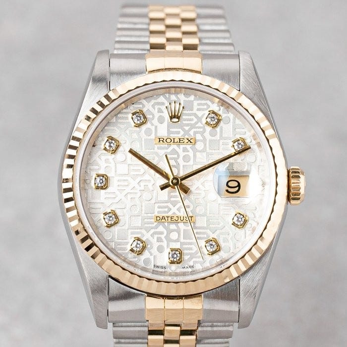 Rolex - Datejust 36 'Silver Motif dial w/ Diamond Indexes' - 16233 ...
