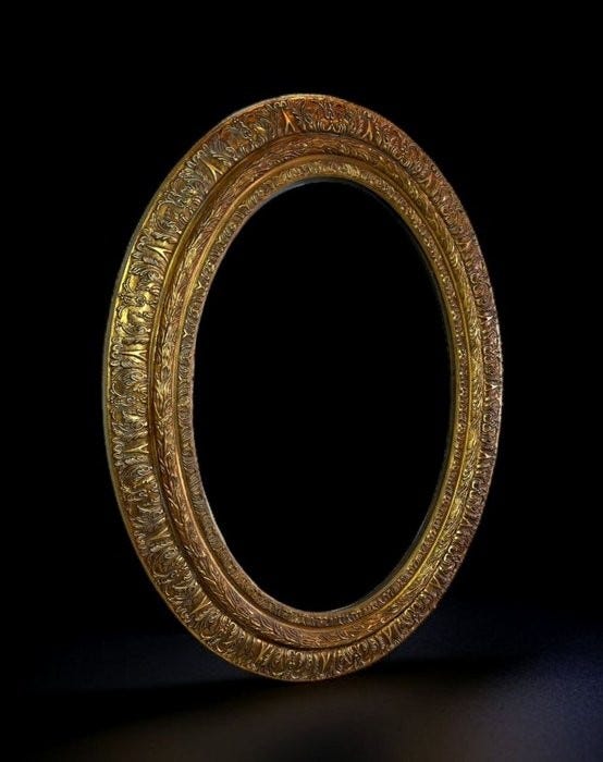 Ramme- Stor ramme - Oval - Forgylt tre - Gips - Tre | FINN-torget