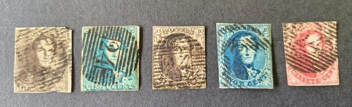 Belgia 1849 - Epauletter medaljonger 1 til 5 - OBP | FINN-torget