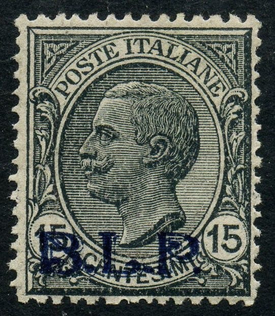 Italia 1922 - BLP 15 cent med type II litografisk overtrykk. Utmerket ...