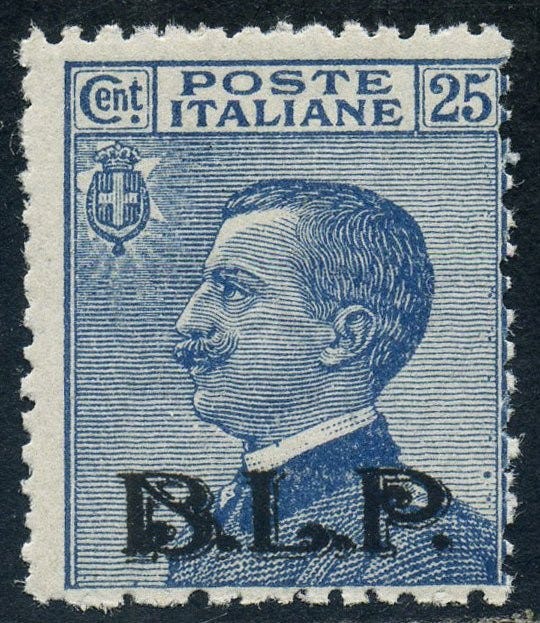 Italia 1923 - BLP, 25 cent blå med type II litografisk overtrykk ...