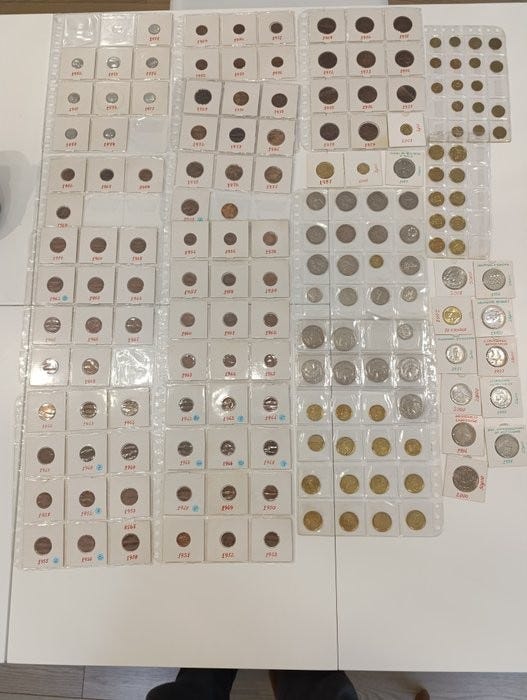 Portugal. Large collection of 168 portuguese coins in 13 smaller series ...