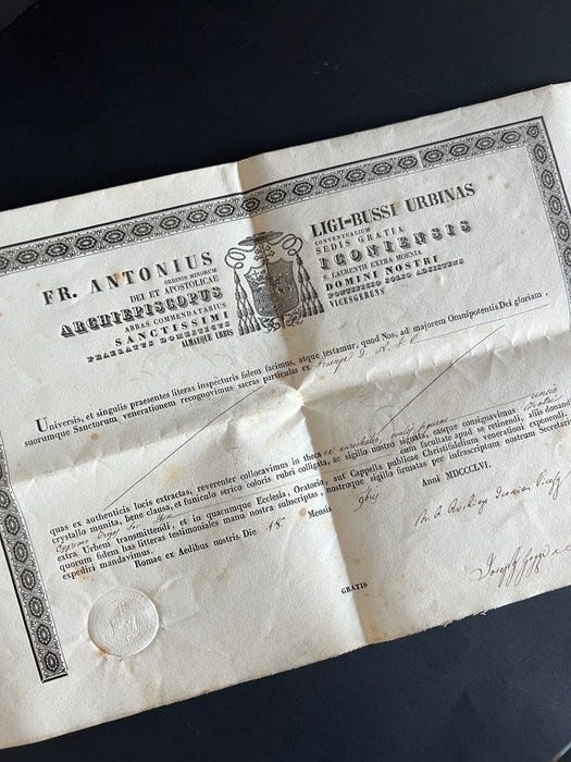 Relikvieskrin - Papir - 1850-1900 - Sertifikat - Ex Praesepe DNJC ...