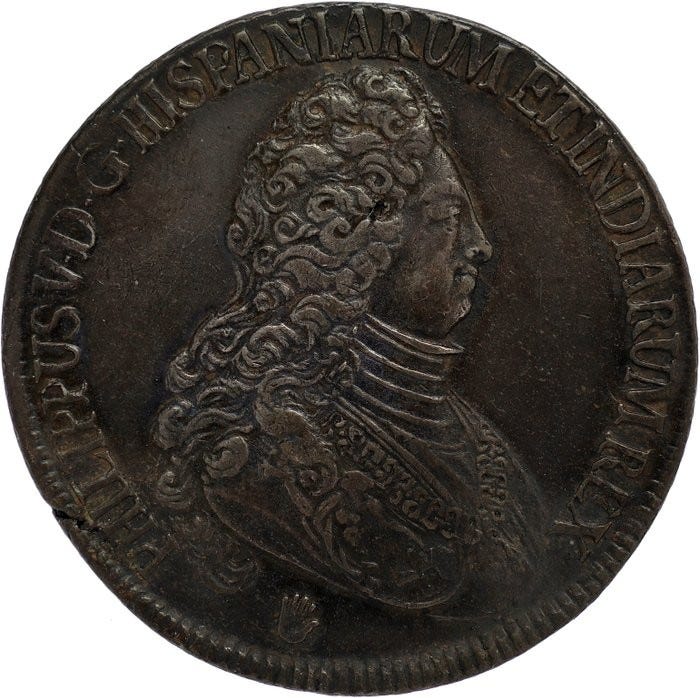 Spansk Nederland, Brabant, Antwerpen Filips V. Ducaton mm. hand ...