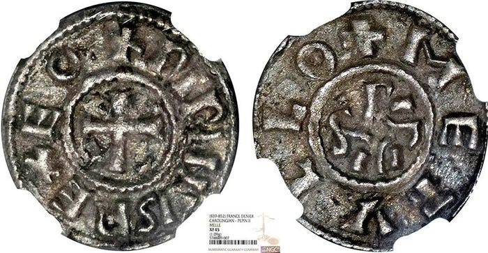 Frankrike. Pepin II, Roi d'Aquitaine (839-865). Denier (Melle) | FINN ...