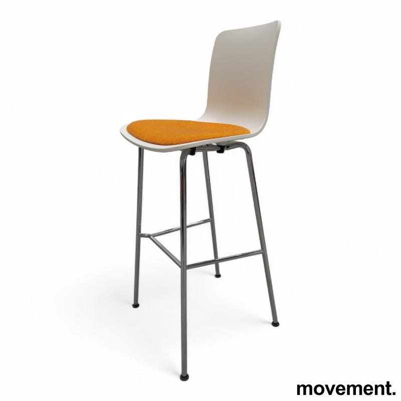 9 stk Hal stool high Hvit plast og orange stoff | FINN-torget