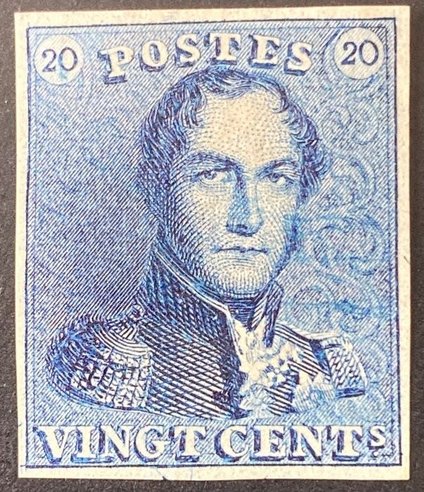 Belgia 1866/1869 - Leopold I Epauletter - 'Epreuve du coin' 20c Blå på ...