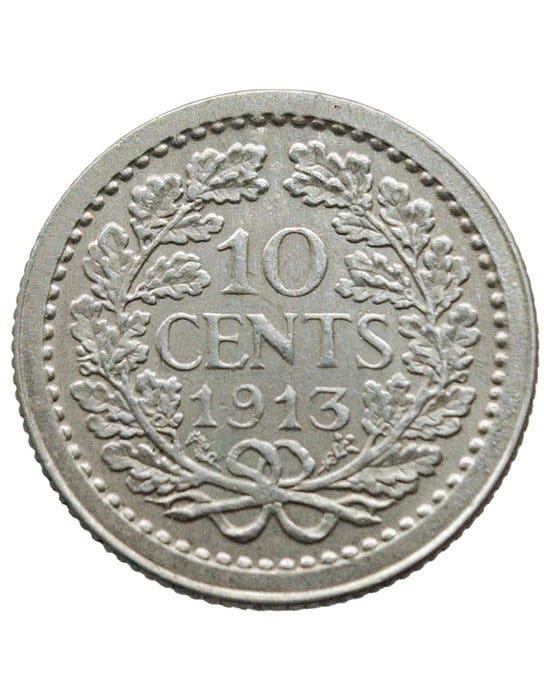 Nederland. Wilhelmina. 10 Cents 1913 Seahorse KM#?145, Scholt I#?892 (Ingen rese | FINN-torget