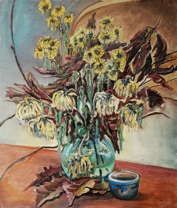 Raoul Martinez (1876-1973) Attributed - Still life with withered ...
